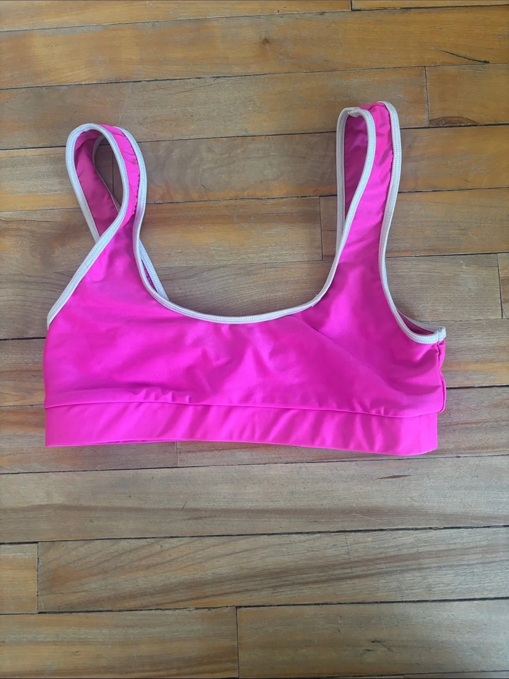 Simons | Swim | Simons Bright Pink Scoop Neck Swim Top With Contrast ...